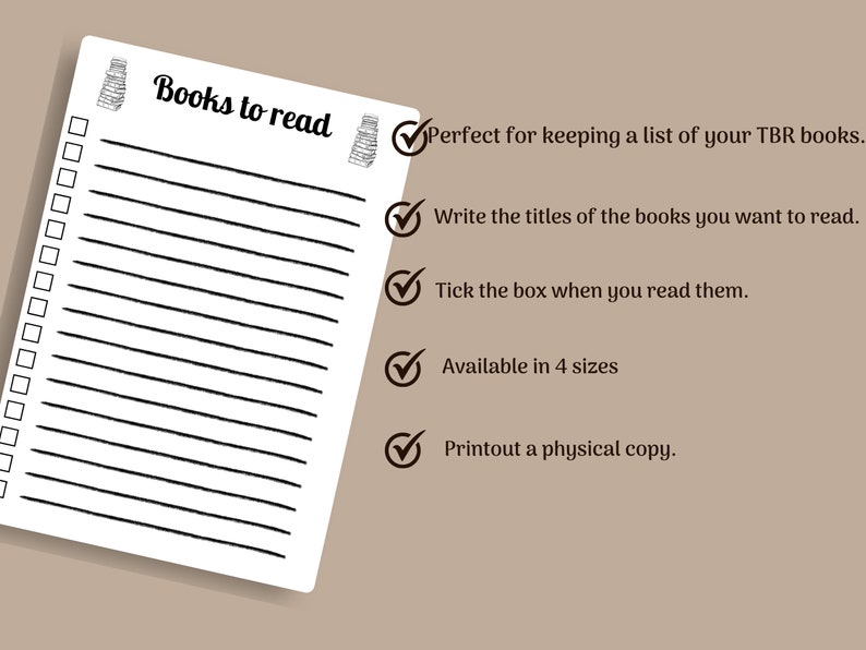 Books to Read List, Book Reading Tracker Printable , Book List ... Books to Read List, Book Reading Tracker Printable , Book List ...
