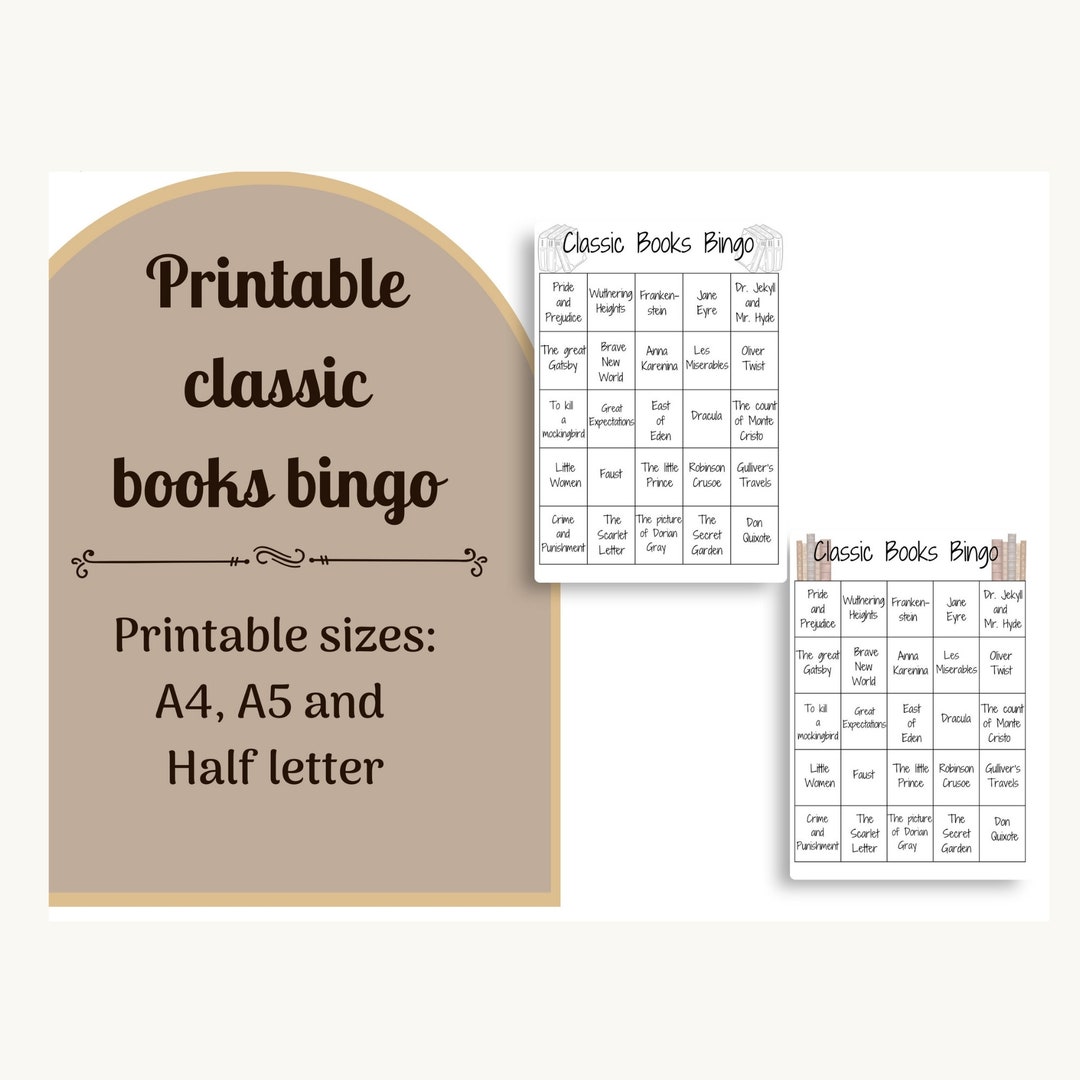 Classic Book Bingo - Printable Book Bingo - Printable Tracker - Reading ...
