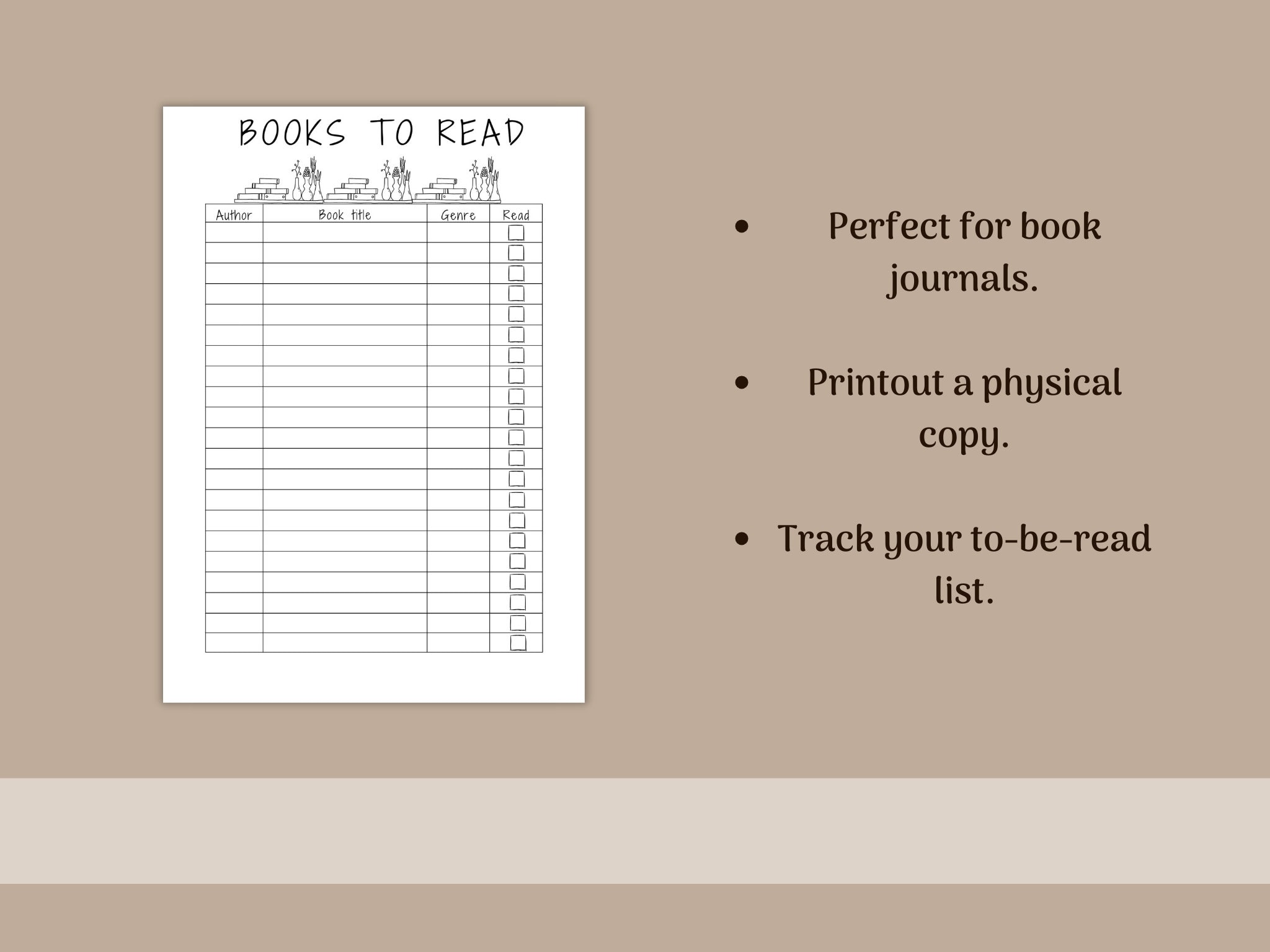 Books to Read List - Book Reading Tracker Printable - Book List ...