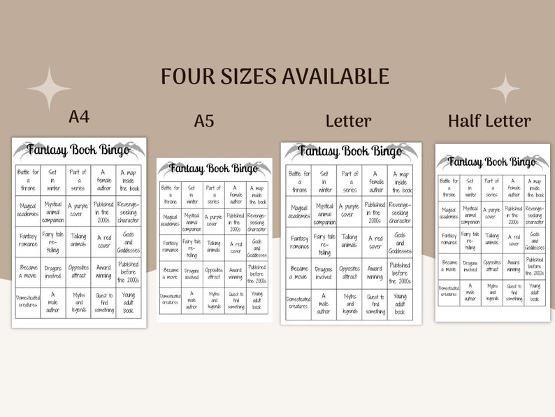 Fantasy Book Bingo - Printable Book Bingo - Printable Tracker - Reading ...