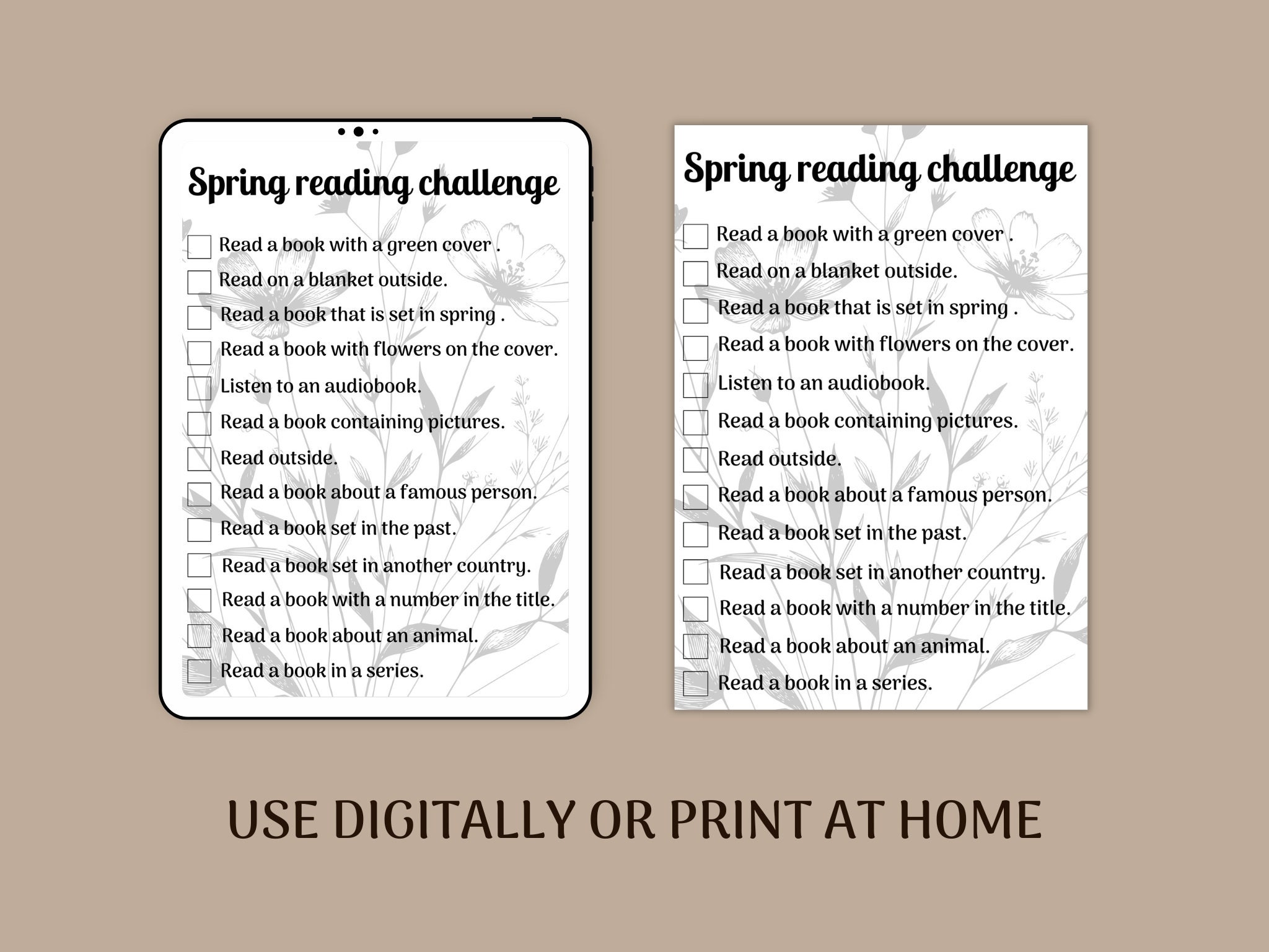 Spring Reading Challenge Printable Reading Challenge Printable Reading ...