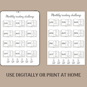 Printable Monthly Reading Challenge Tracker: Book Planner PDF - Etsy