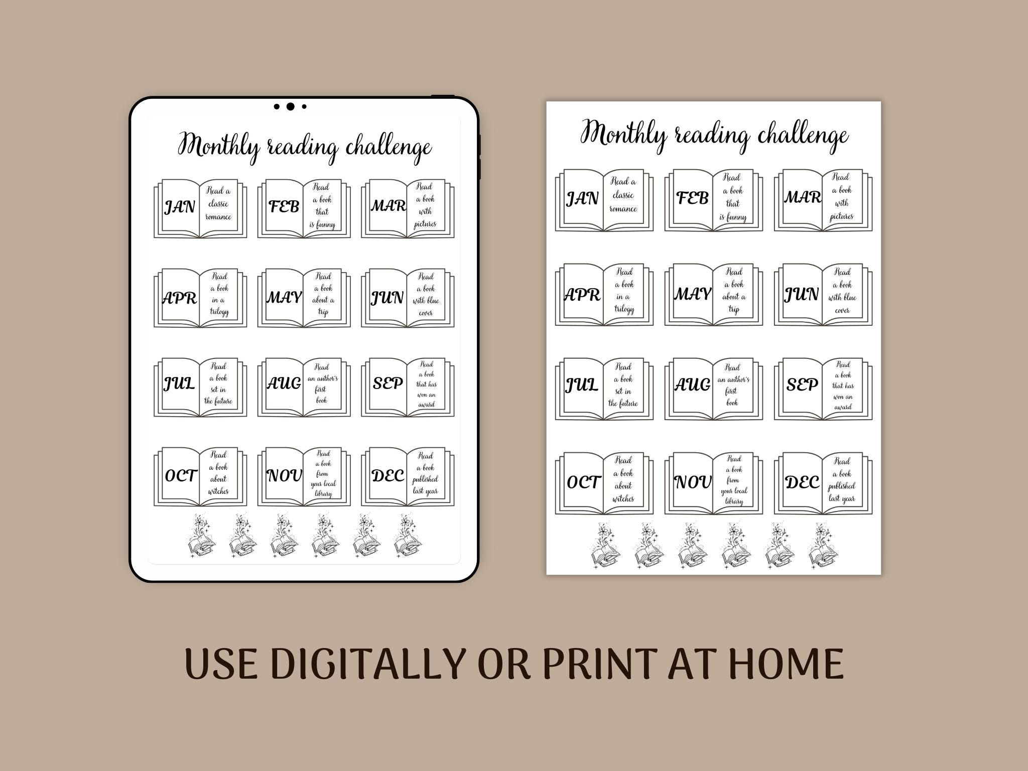 Printable Monthly Reading Challenge Tracker: Book Planner PDF - Etsy