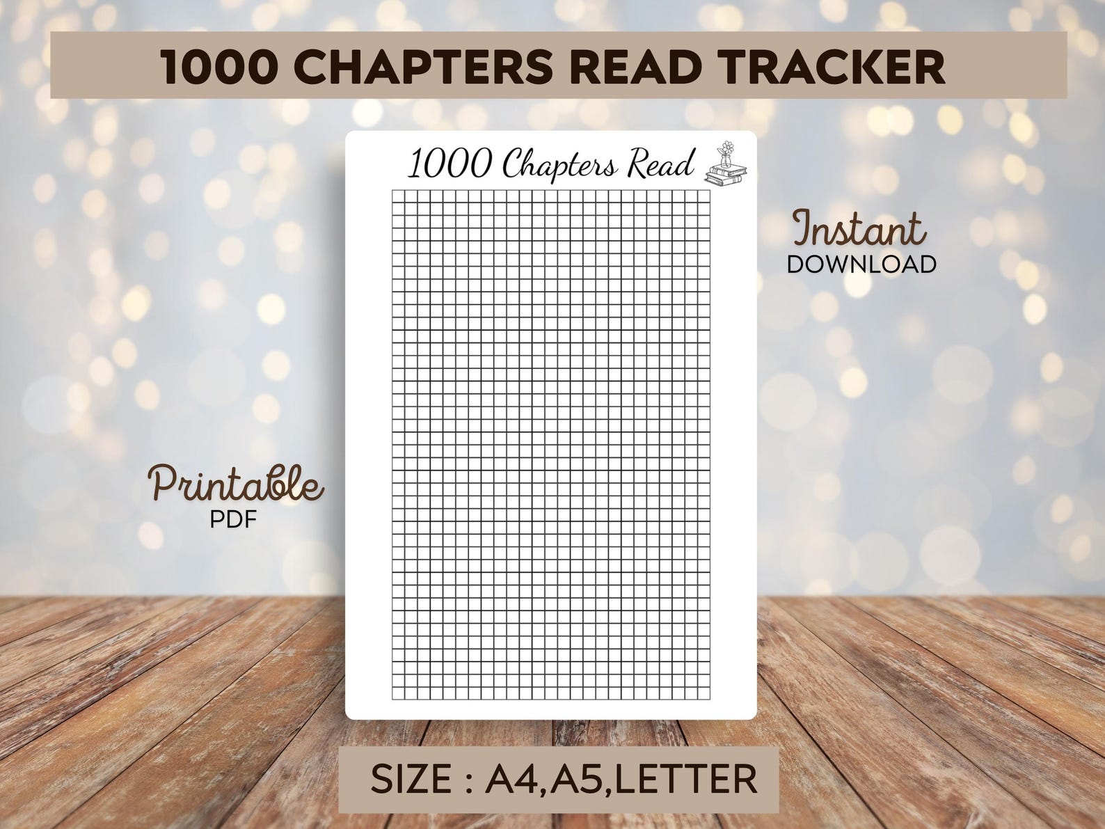 1000 Chapters Reading Tracker: Printable Book Journal (PDF Download A4 ...