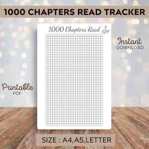 1000 Chapters Reading Tracker: Printable Book Journal (PDF Download A4 ...