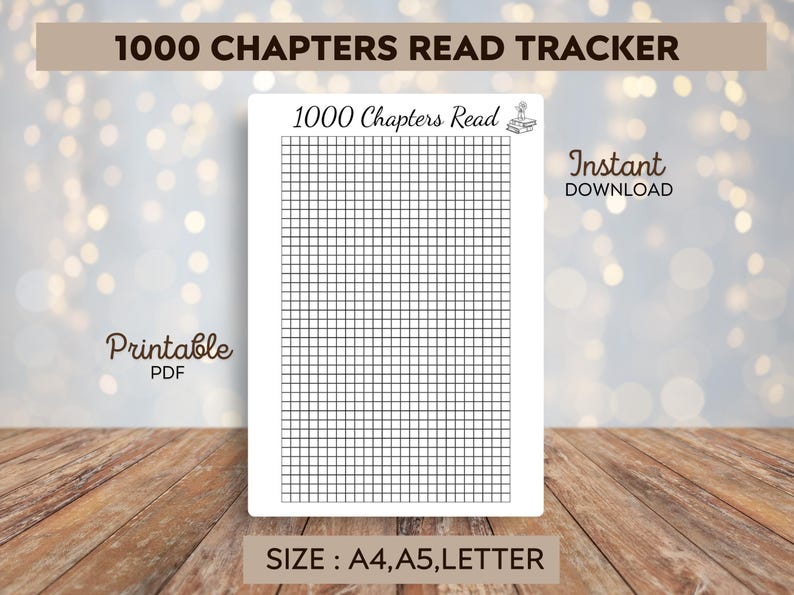 1000 Chapters Reading Tracker: Printable Book Journal (PDF Download A4 ...