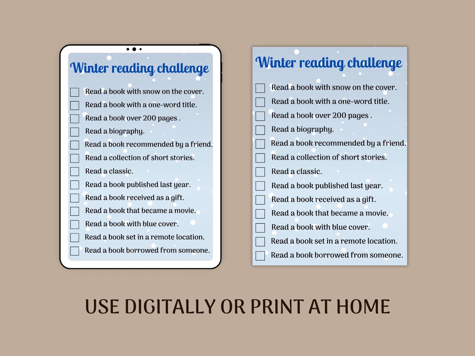 Winter Reading Challenge - Printable Journal Page - Printable Reading ...