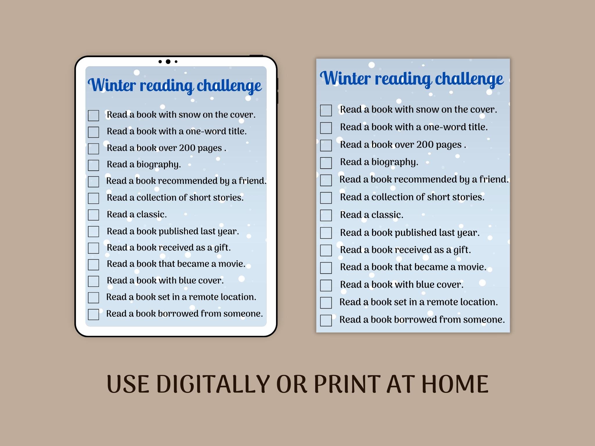 Winter Reading Challenge - Printable Journal Page - Printable Reading ...
