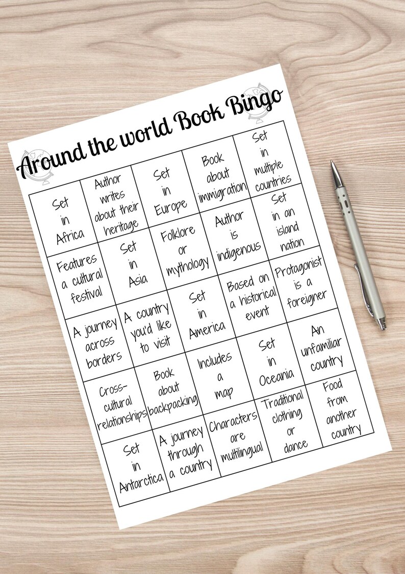 Printable Book Bingo: Around the World Reading Challenge (A4/A5 PDF ...