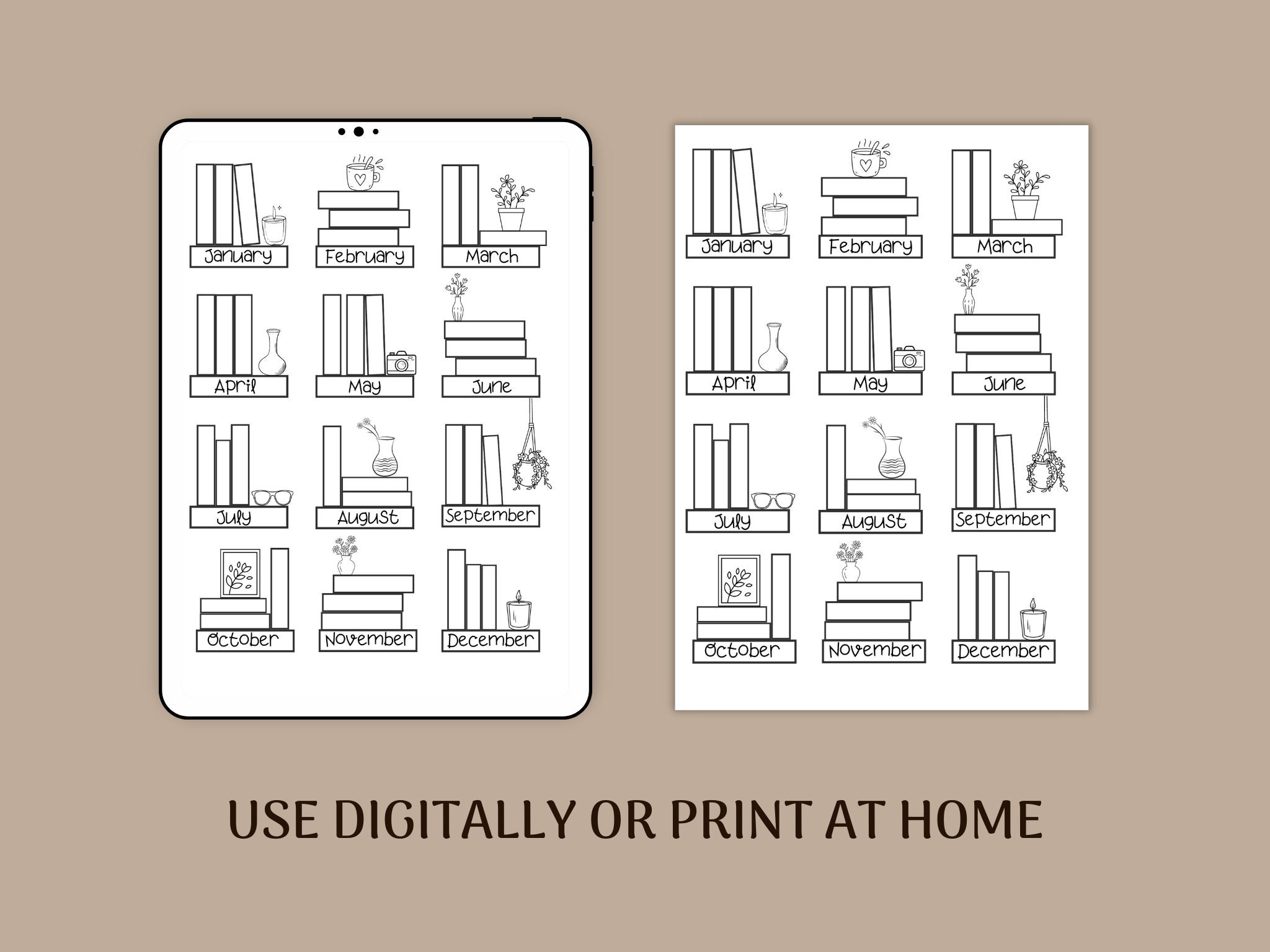 Printable Monthly Reading Challenge Tracker: Book Journal Planner ...