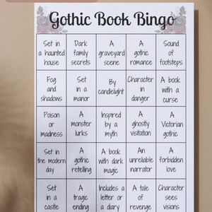 Gothic Book Bingo Printable: Reading Challenge Tracker (PDF Download A4 ...