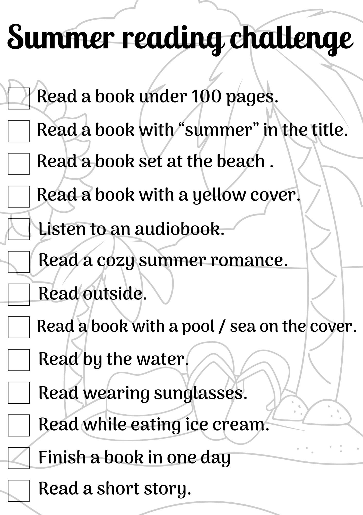 Summer Reading Challenge Printable Reading Challenge Printable Reading ...