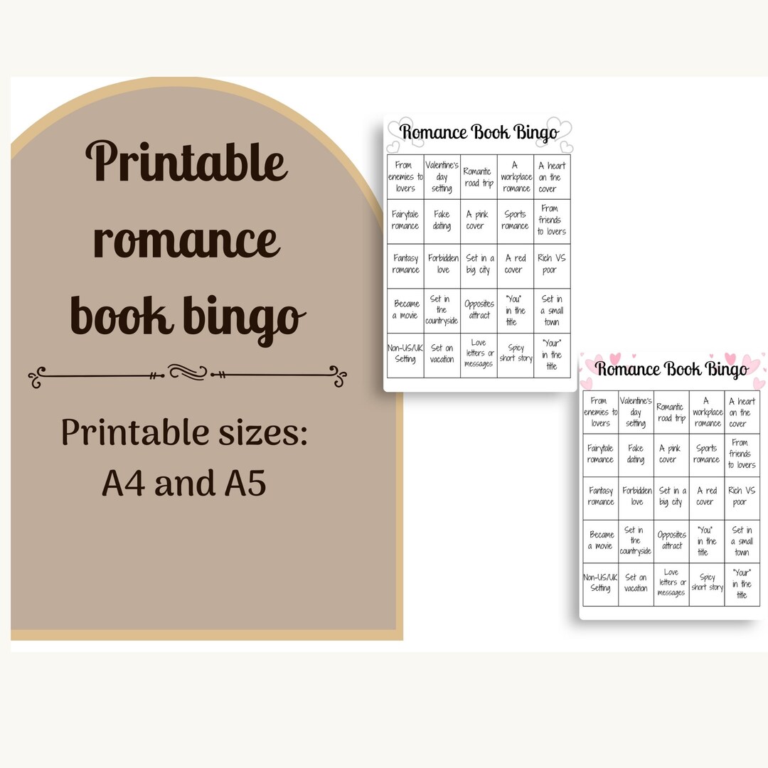 Romance Book Bingo - Printable Book Bingo - Printable Tracker - Reading ...