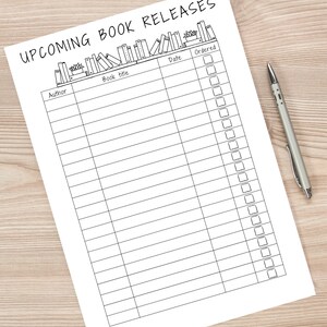 Upcoming Book Releases Tracker - Book Tracker - Reading Log - Printable ...