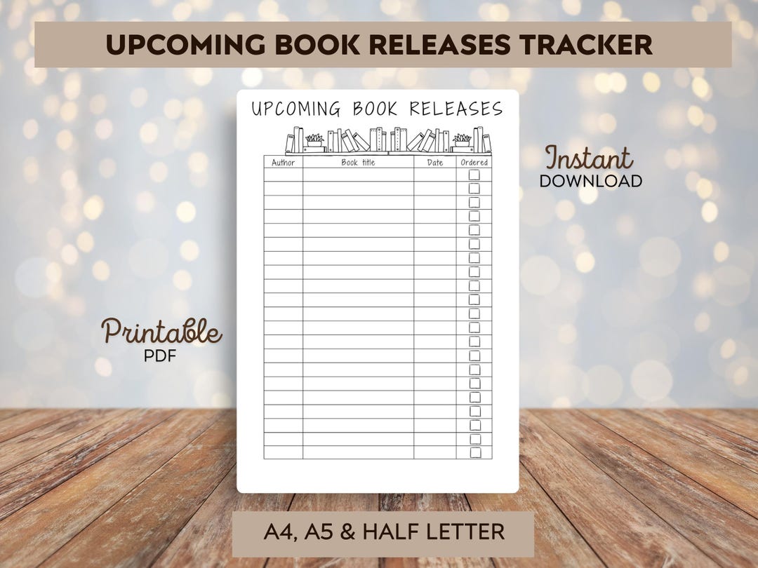 Upcoming Book Releases Tracker - Book Tracker - Reading Log - Printable ...