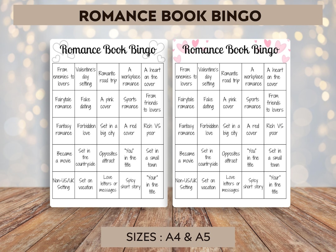 Printable Romance Book Bingo: Reading Challenge Tracker (A4/A5 PDF ...