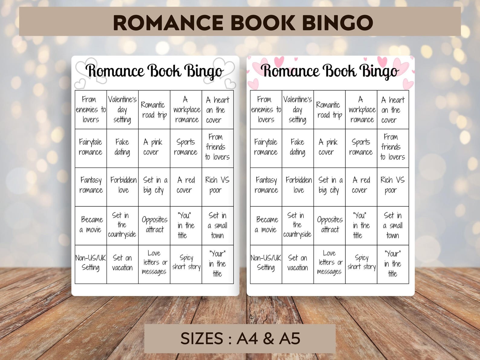 Printable Romance Book Bingo: Reading Challenge Tracker (A4/A5 PDF ...