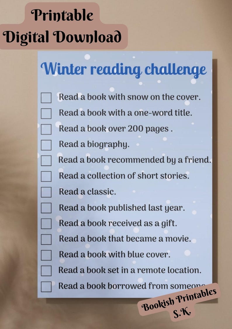 Winter Reading Challenge - Printable Journal Page - Printable Reading ...
