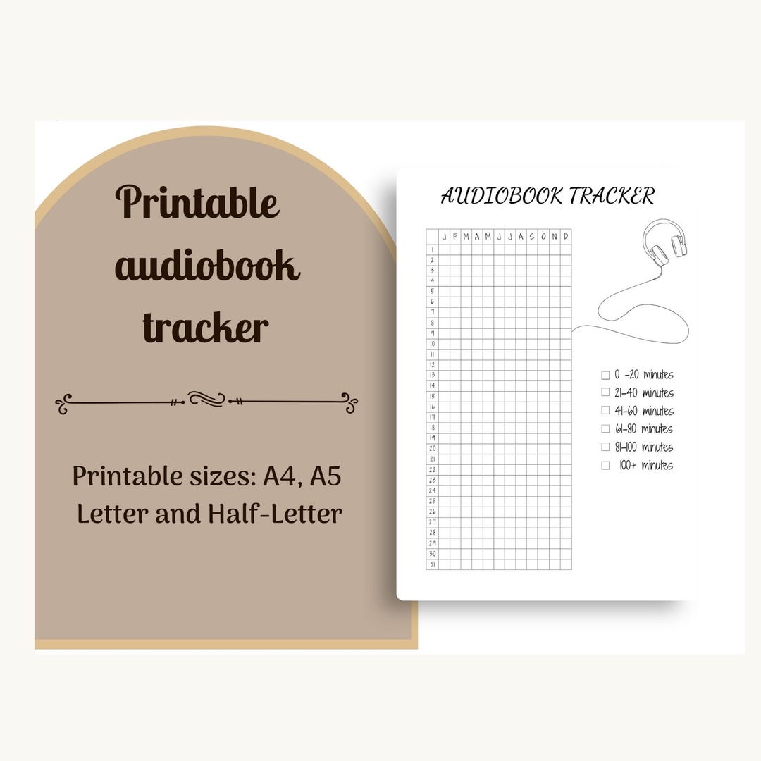 Audiobook Tracker - Printable Journal Page - Book Journal - Digital ...