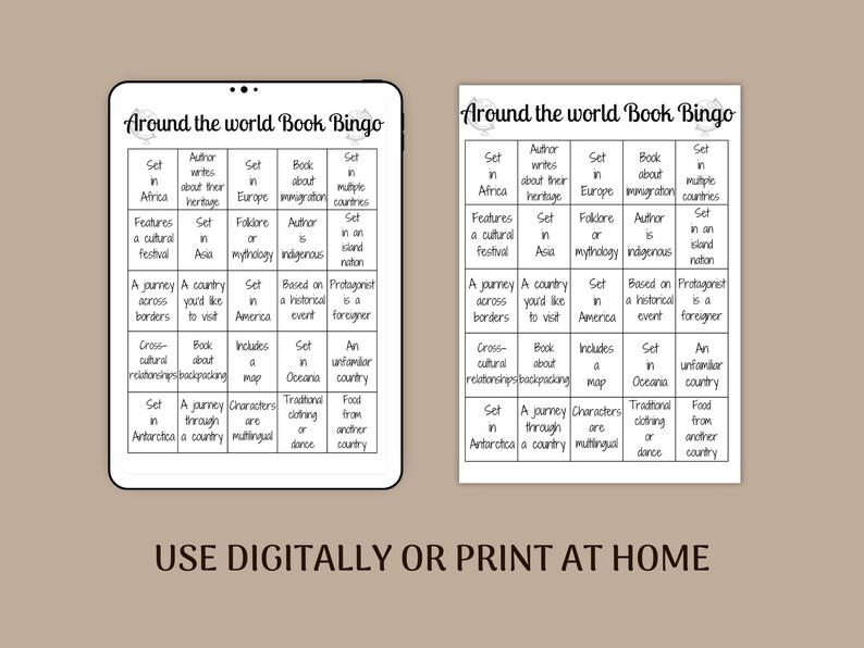 Printable Book Bingo: Around the World Reading Challenge (A4/A5 PDF ...