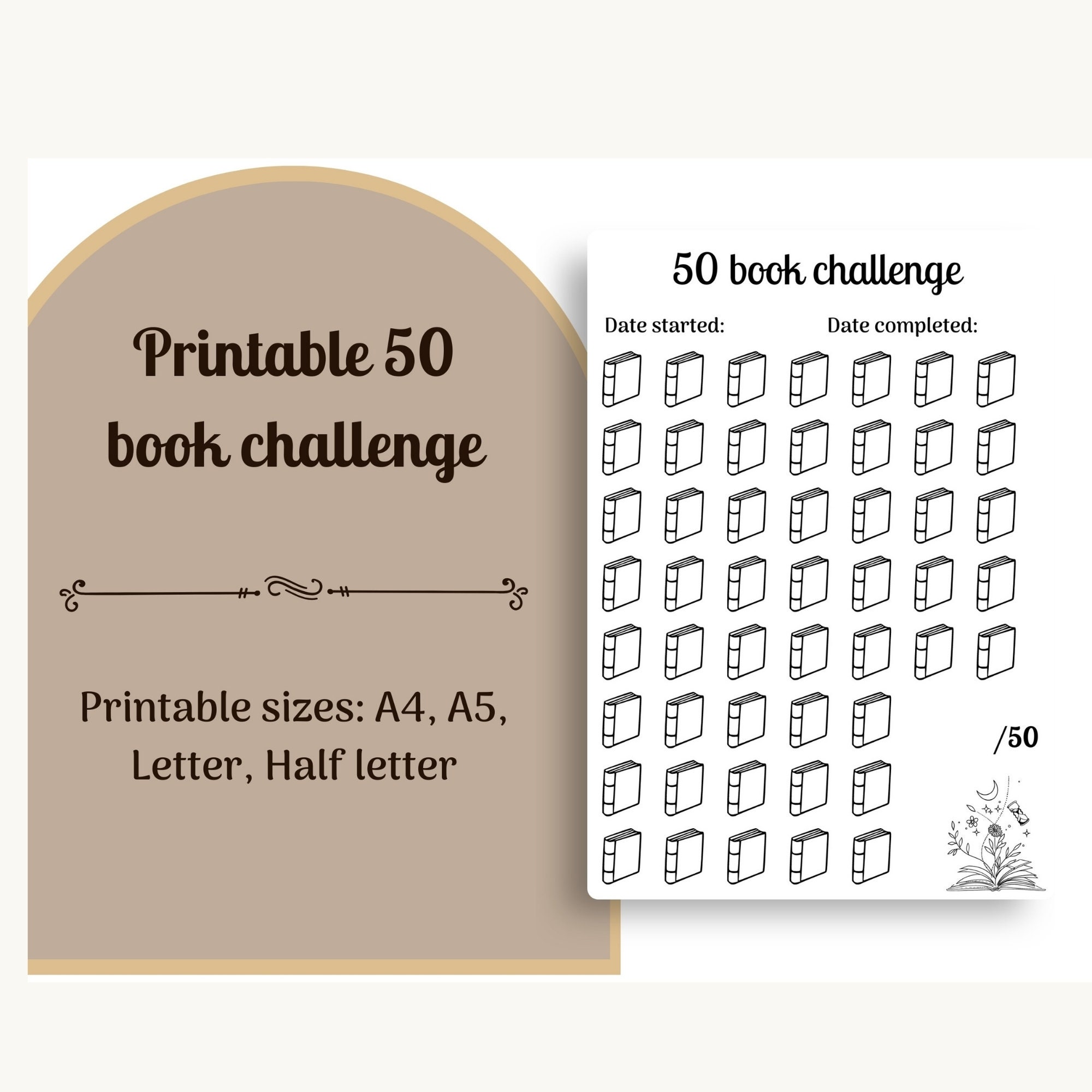 Printable 50 Book Challenge Tracker Reading Log Reading Tracker ...