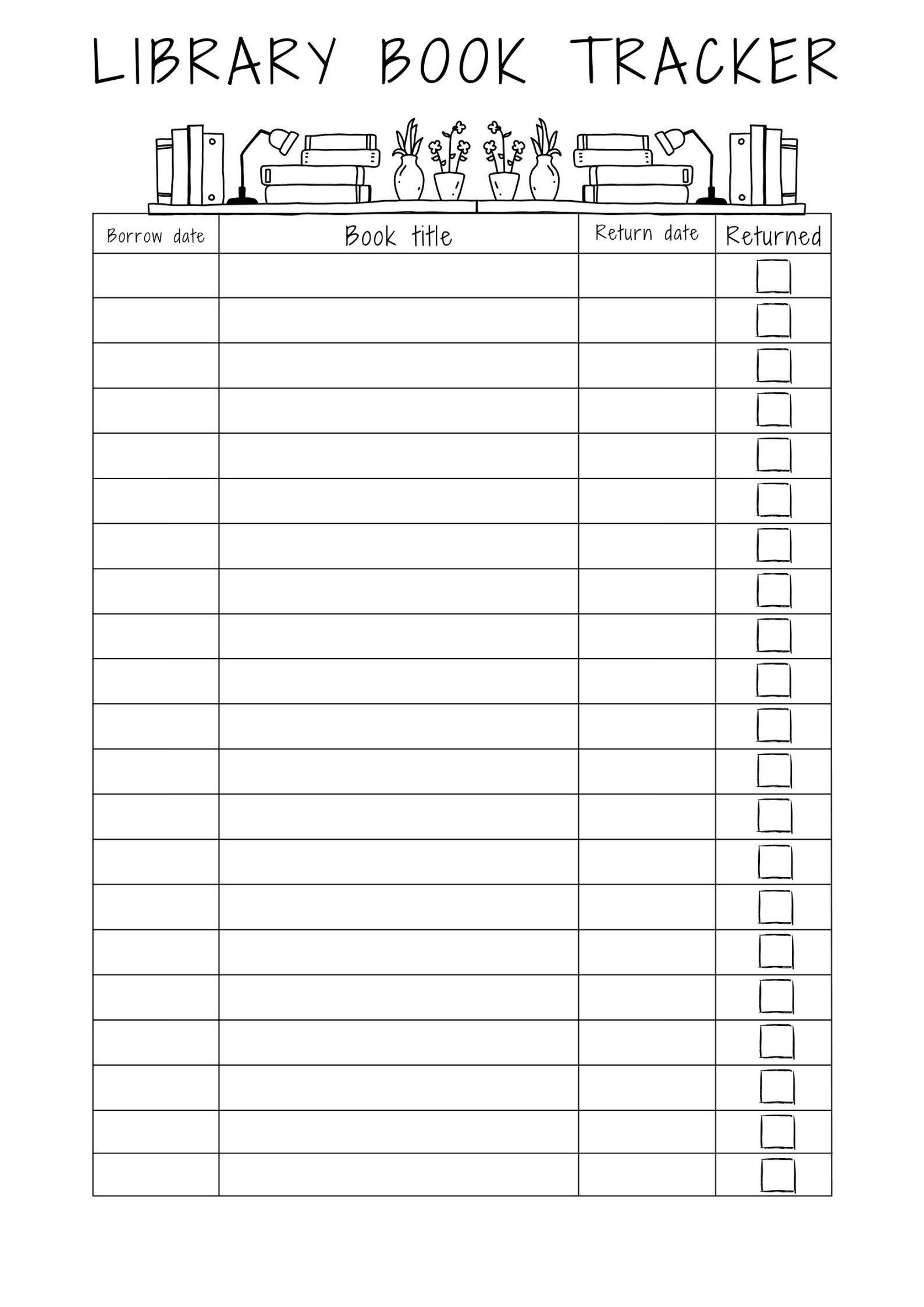 Printable Library Book Tracker Book Tracker Reading Log Printable ...