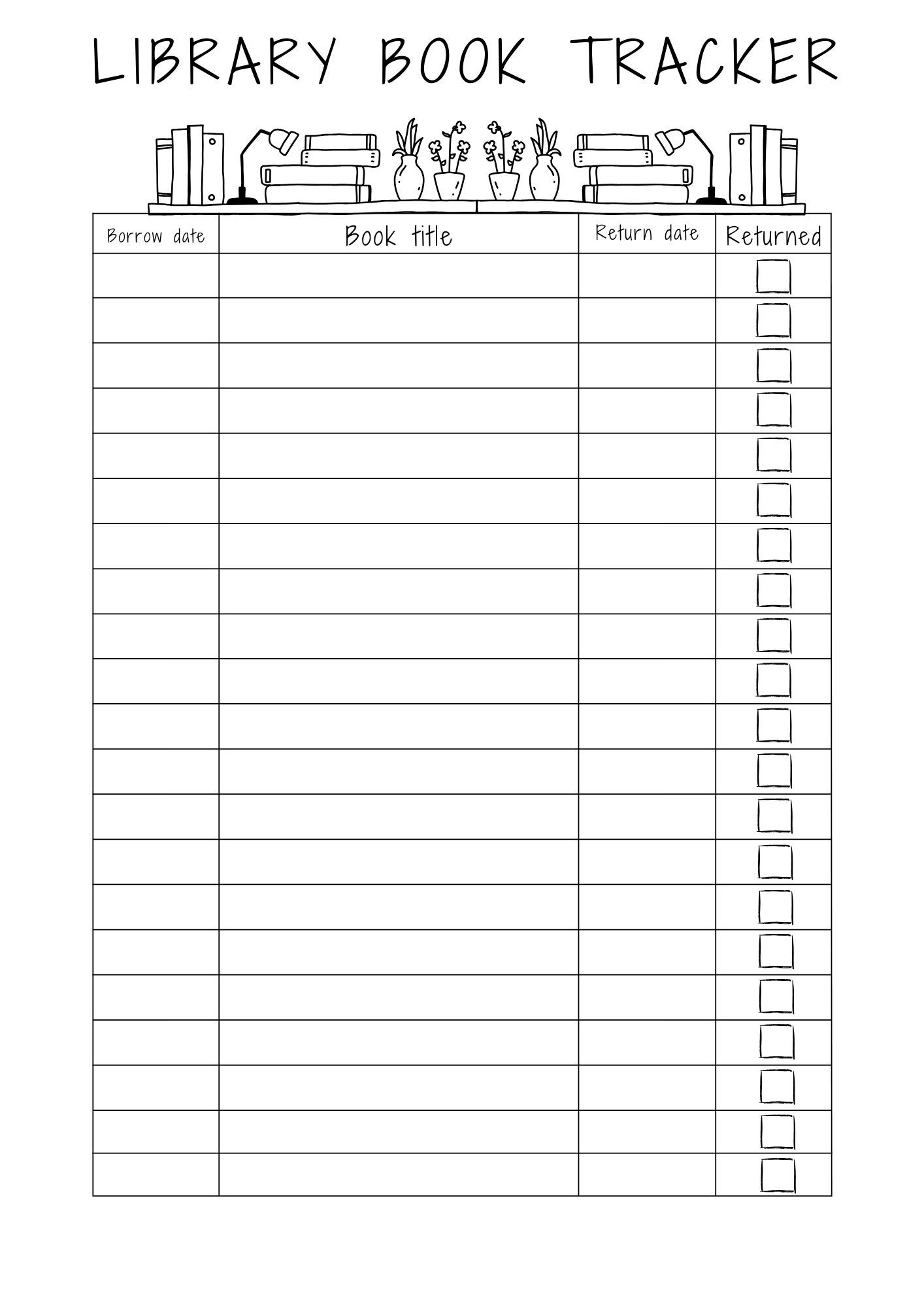 Printable Library Book Tracker Book Tracker Reading Log Printable ...