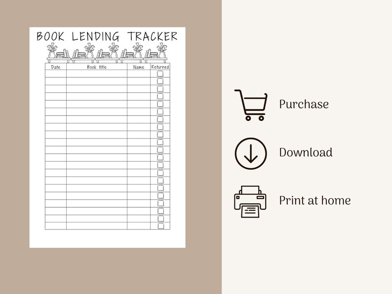 Book Lending Tracker Printable - Printable Journal Page - Lending ...