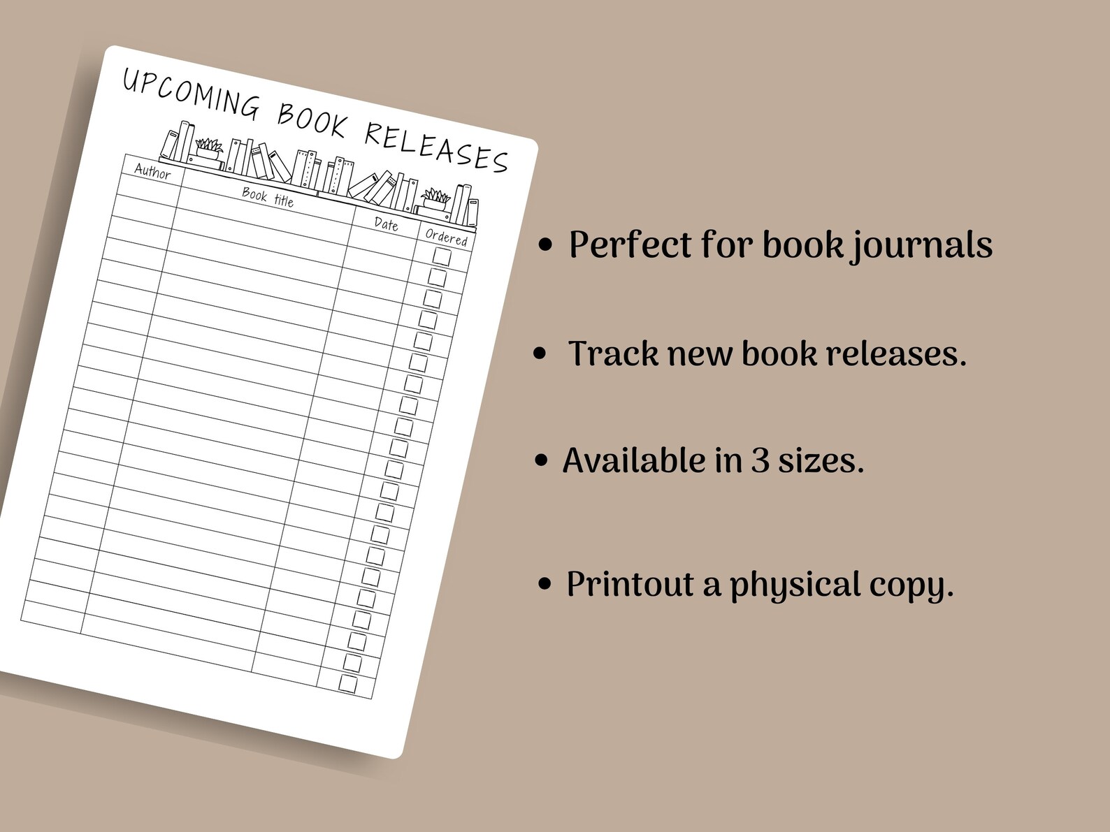Upcoming Book Releases Tracker - Book Tracker - Reading Log - Printable ...