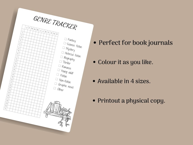 Printable Book Genre Tracker: Reading Journal Log (digital Download) - Etsy