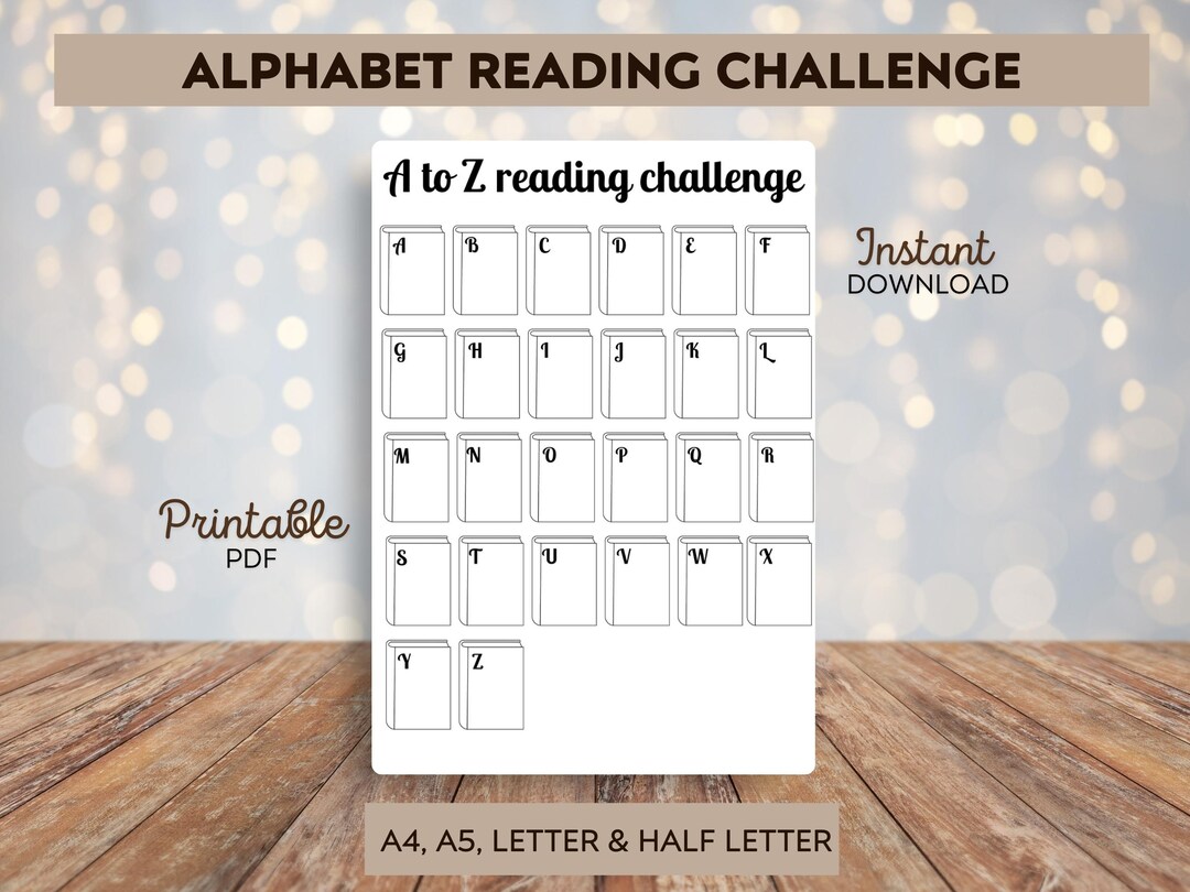 A to Z Reading Challenge Printable: Reading Tracker, Book Log (digital ...