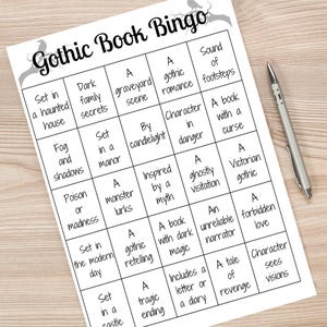 Gothic Book Bingo Printable: Reading Challenge Tracker (PDF Download A4 ...