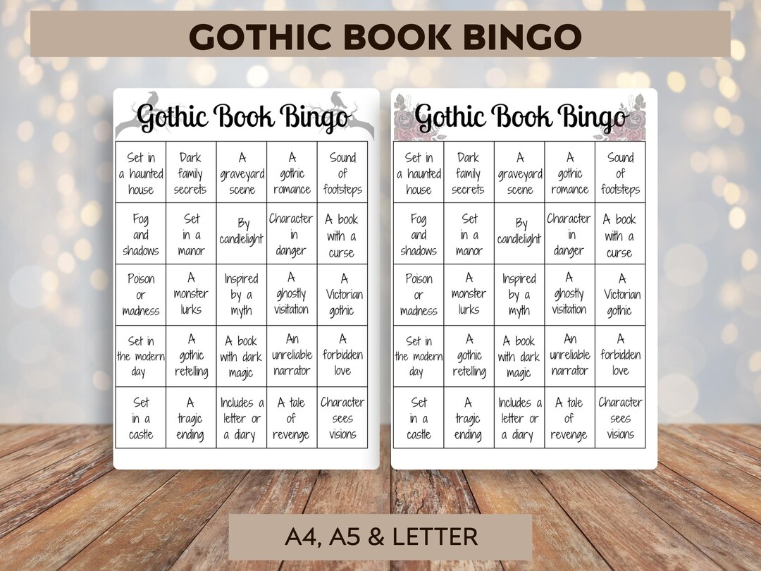 Gothic Book Bingo - Printable Book Bingo - Printable Tracker - Reading ...