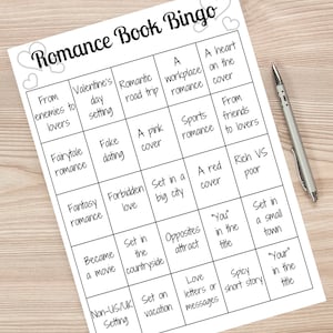Printable Romance Book Bingo: Reading Challenge Tracker (A4/A5 PDF ...