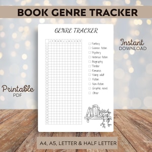 Printable Book Genre Tracker: Reading Journal Log (digital Download) - Etsy
