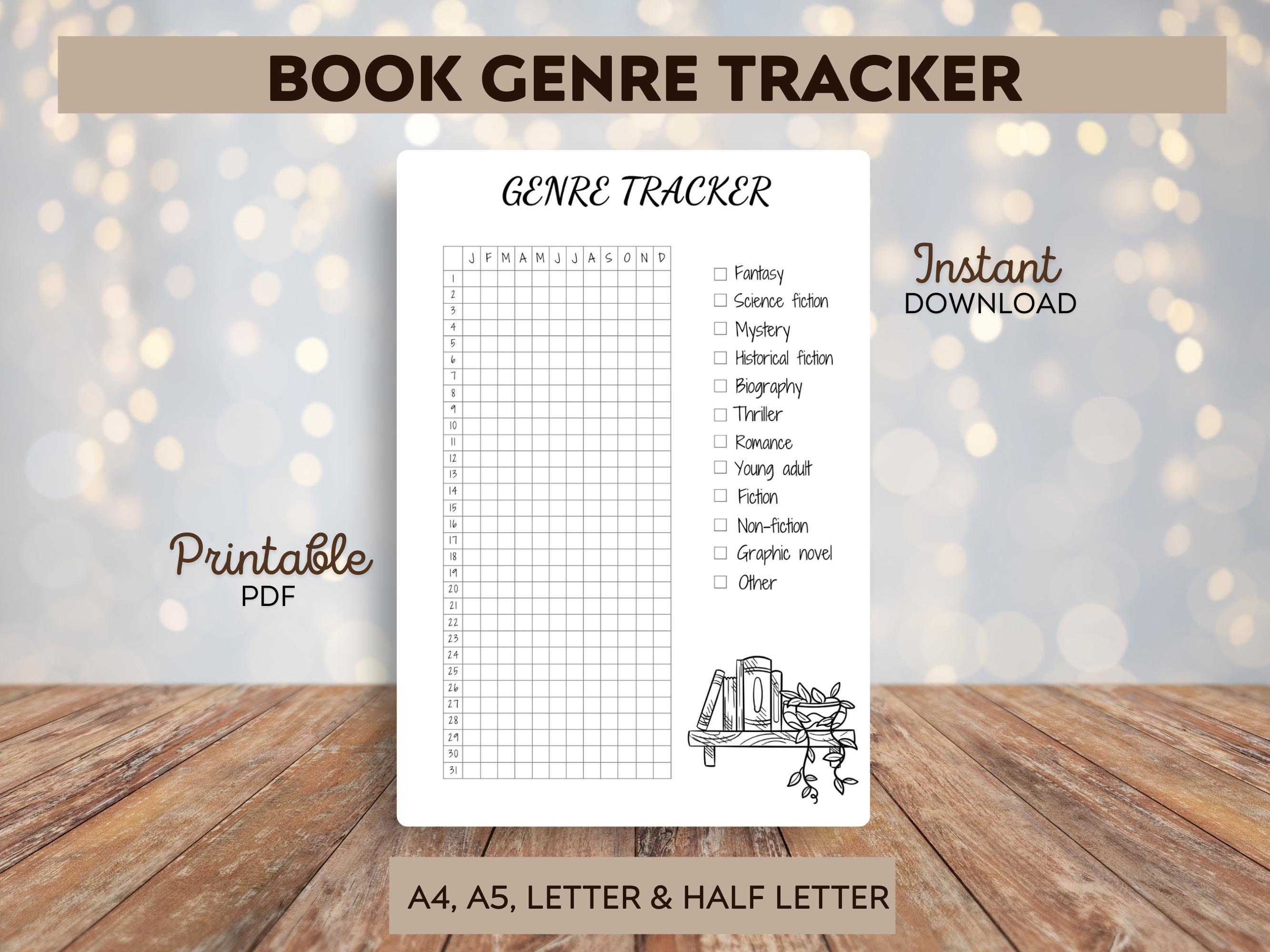 Printable Book Genre Tracker: Reading Journal Log (digital Download) - Etsy