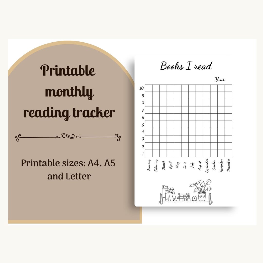 Monthly Reading Tracker Yearly Reading Tracker Printable Journal Page ...