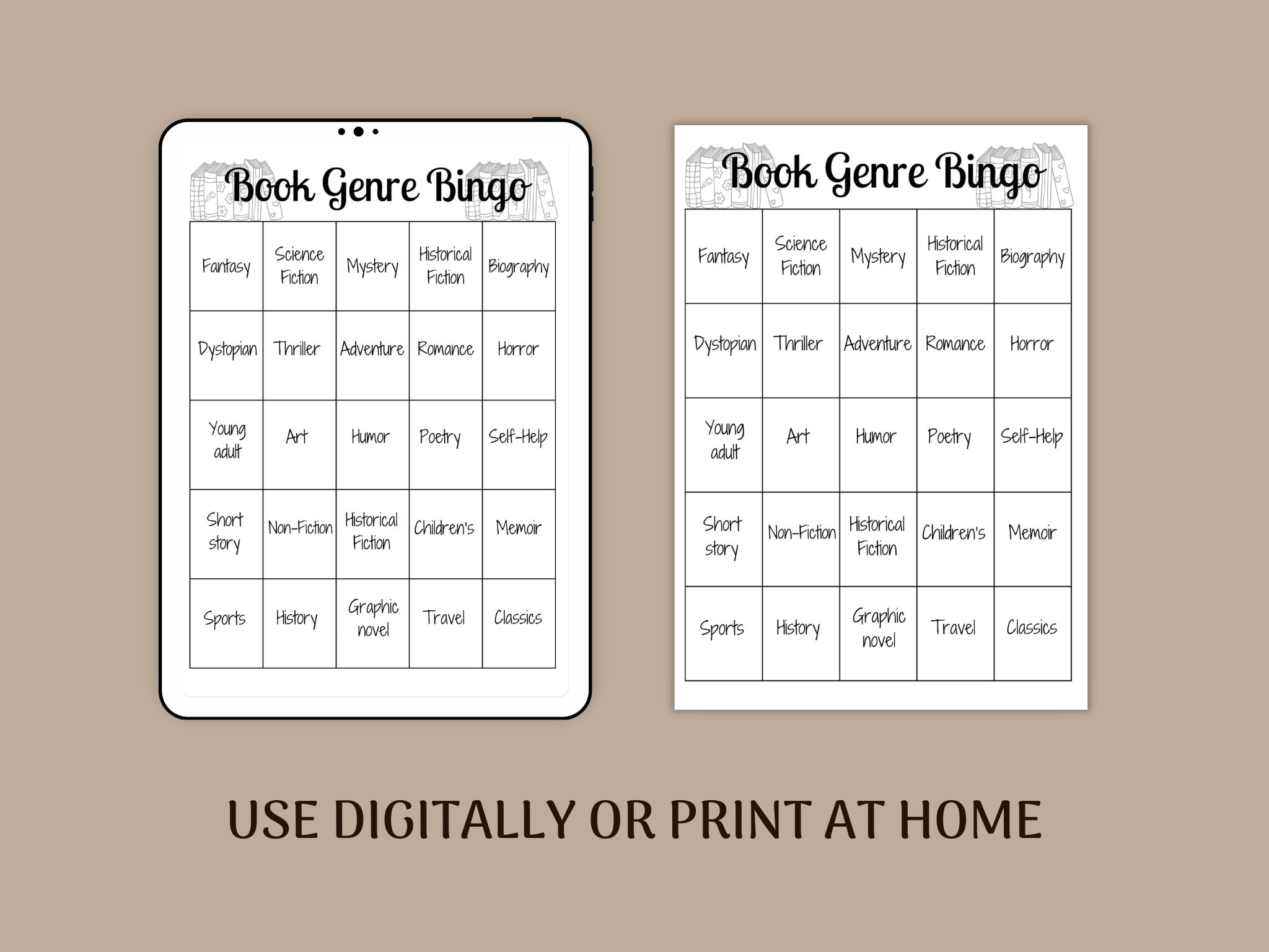 Book Genre Bingo - Printable Book Bingo - Printable Tracker - Reading ...