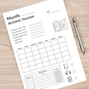 Printable Reading Tracker: Monthly & Yearly Book Journal (digital ...
