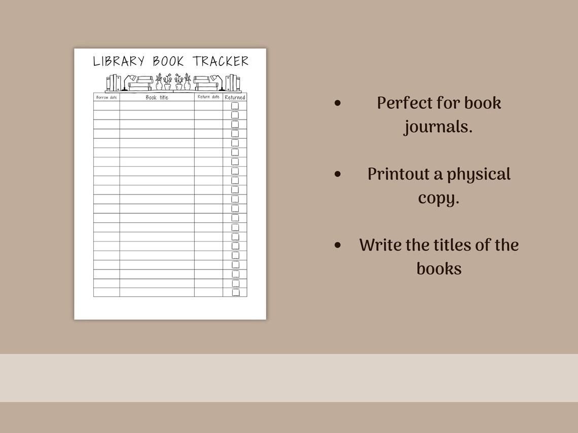 Printable Library Book Tracker Book Tracker Reading Log Printable ...