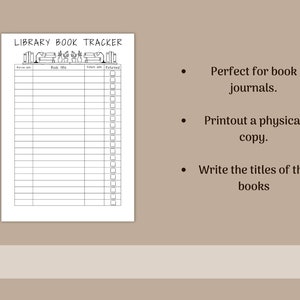 Printable Library Book Tracker - Book Tracker - Reading Log - Printable ...