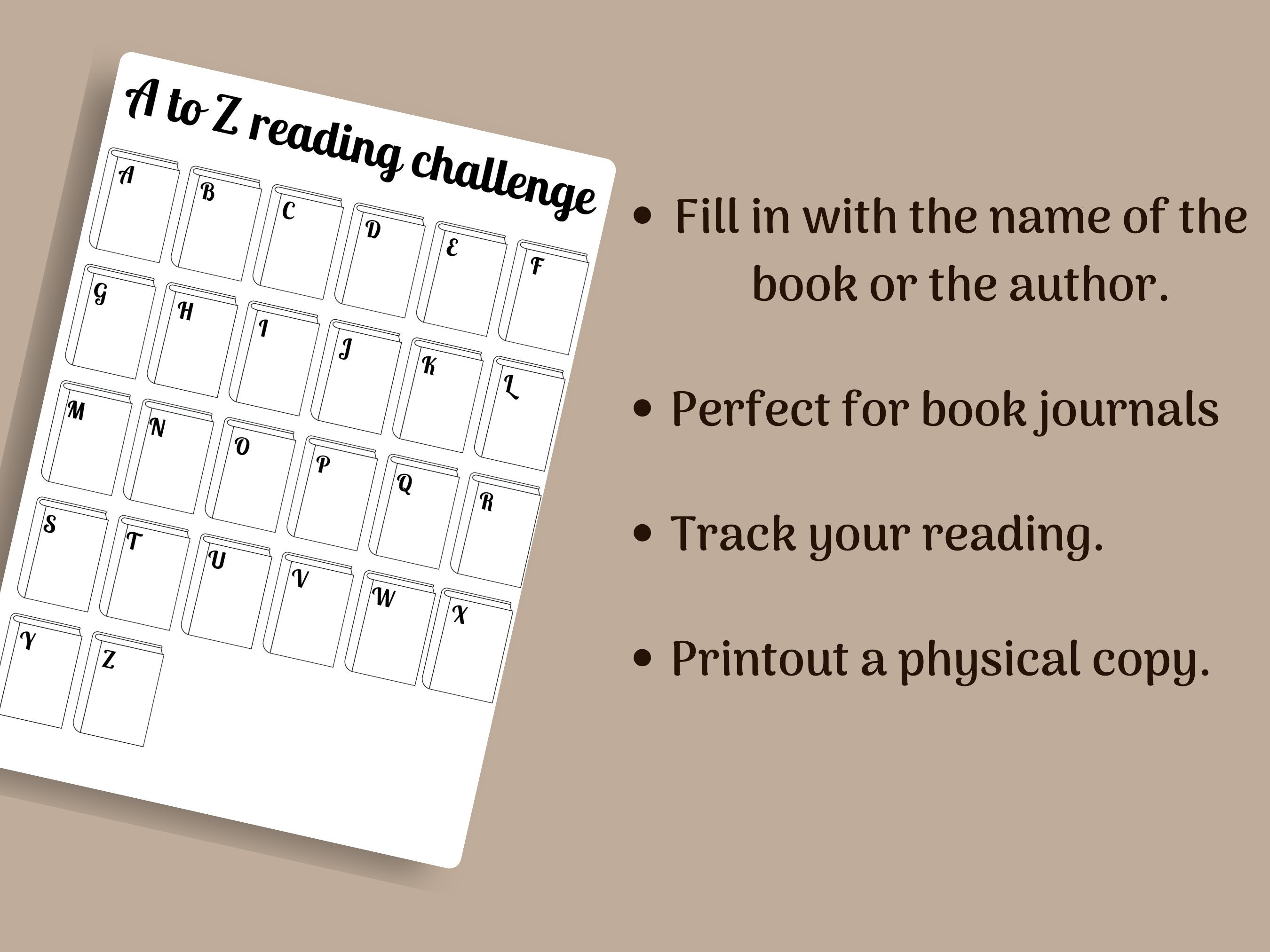 A to Z Reading Challenge Printable Reading Challenge Reading Tracker ...