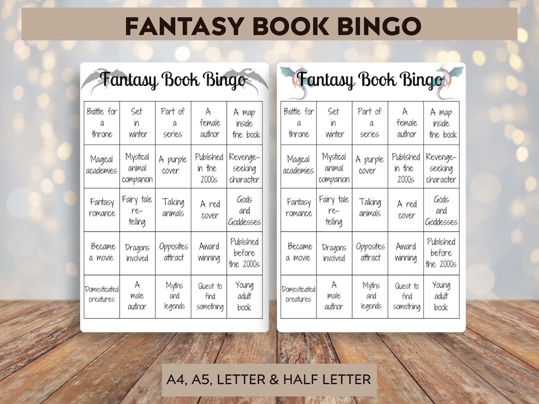 Fantasy Book Bingo - Printable Book Bingo - Printable Tracker - Reading ...