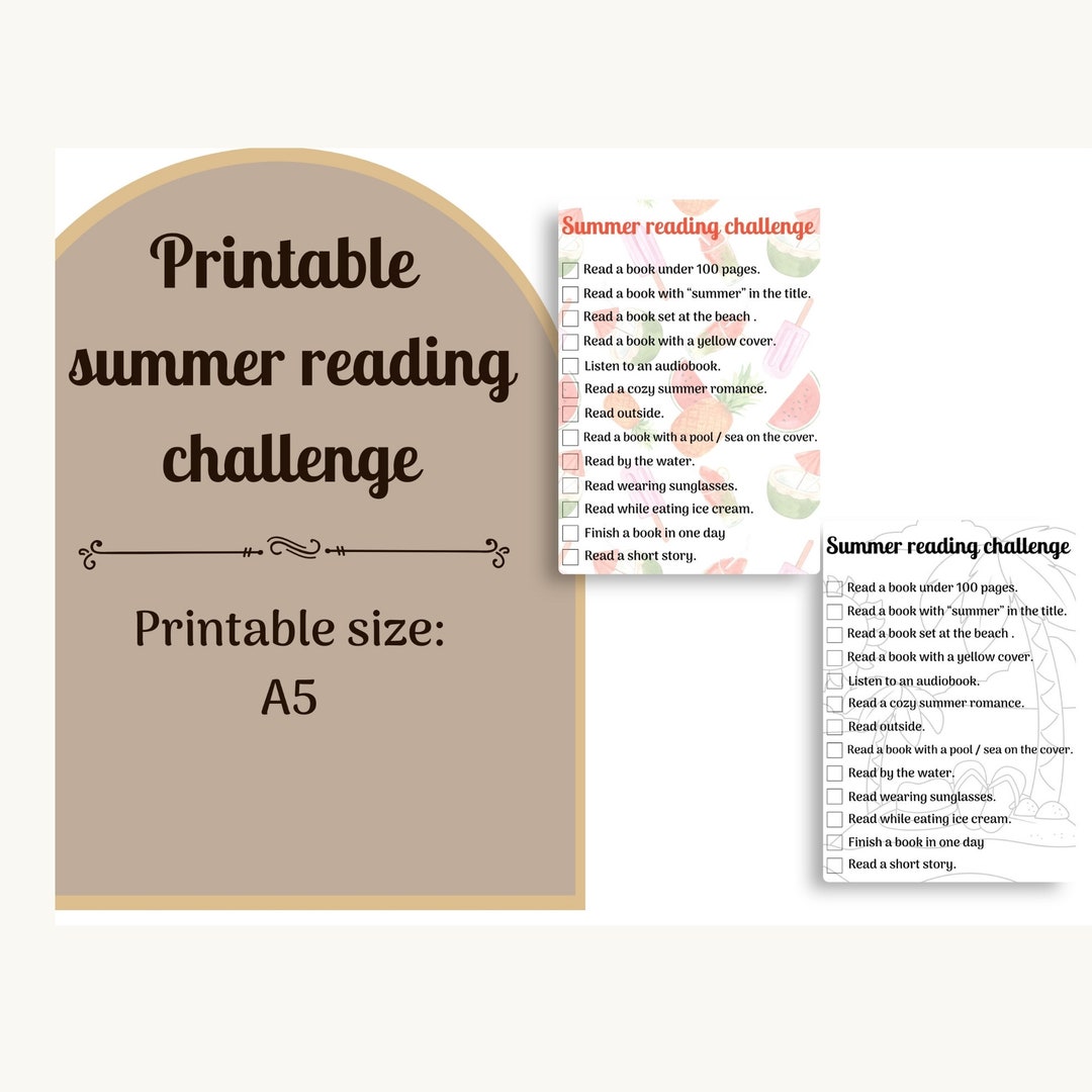 Summer Reading Challenge - Printable Reading Challenge - Printable ...