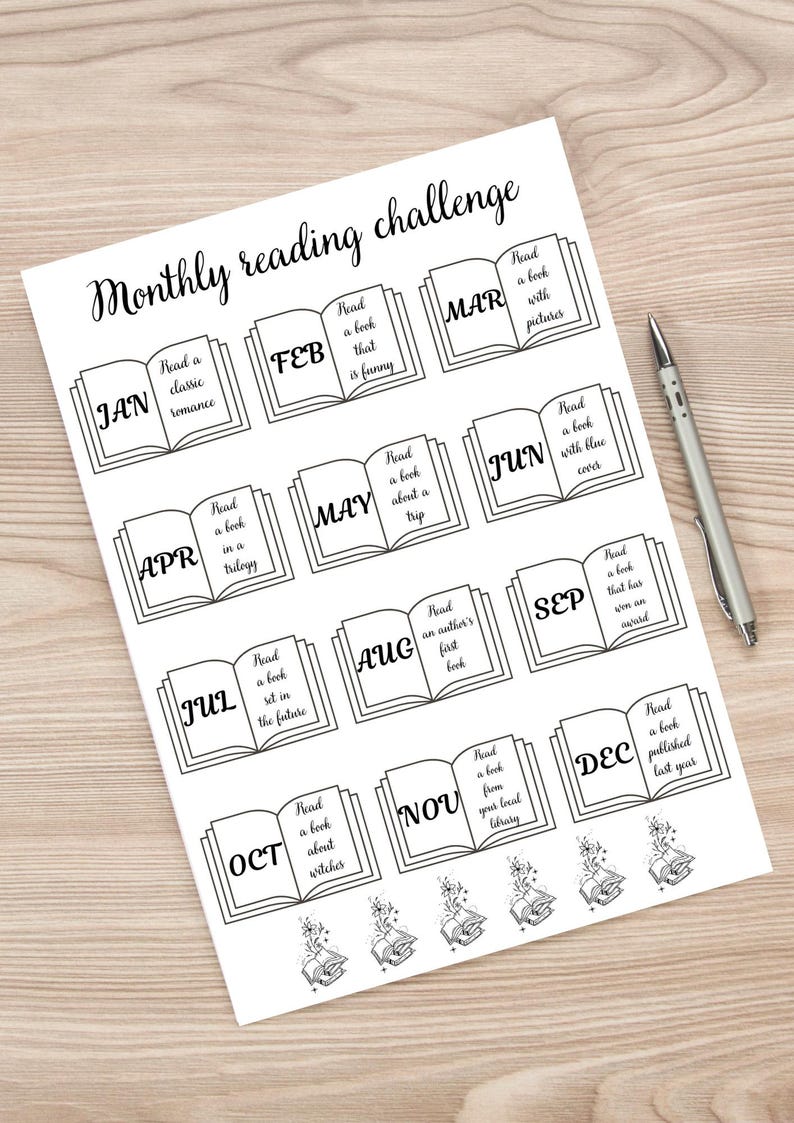 Printable Monthly Reading Challenge Tracker: Book Planner PDF - Etsy
