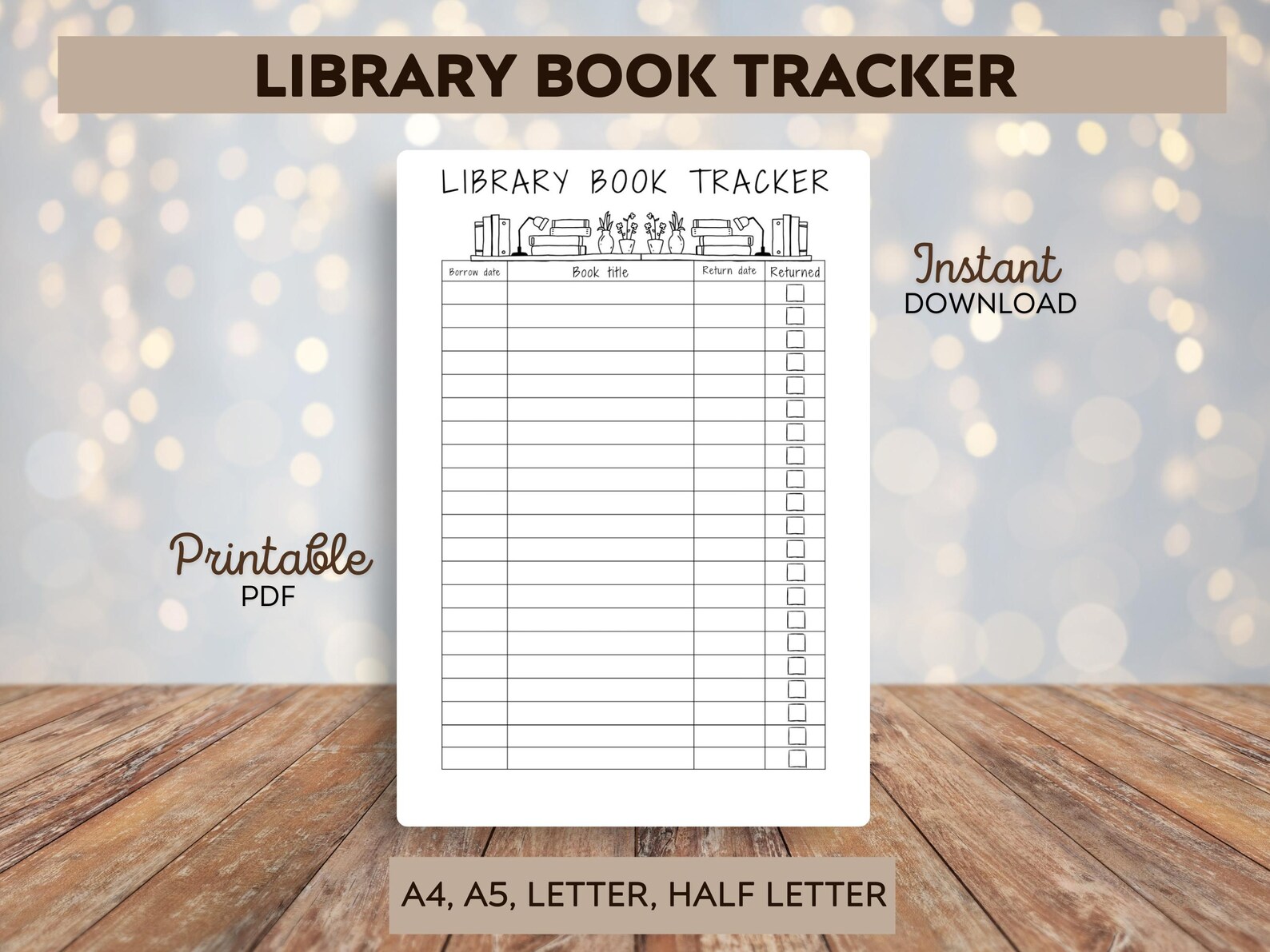 Printable Library Book Tracker - Book Tracker - Reading Log - Printable ...