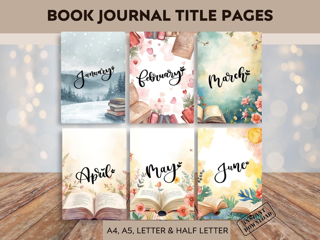 Printable Book Journal Title Pages - Book Title Page Templates ...