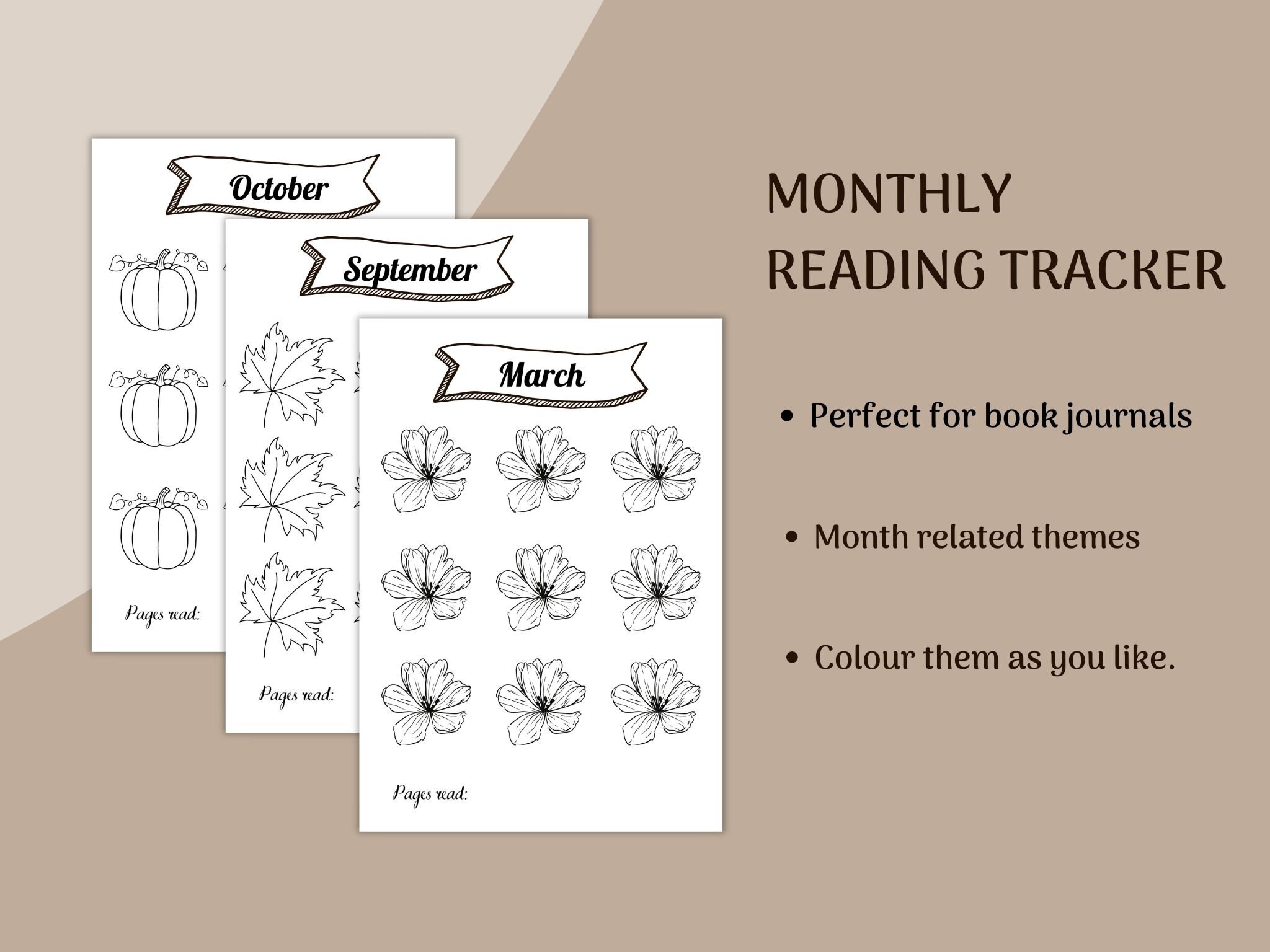 Printable Monthly Reading Challenge Tracker - Printable Journal Pages ...