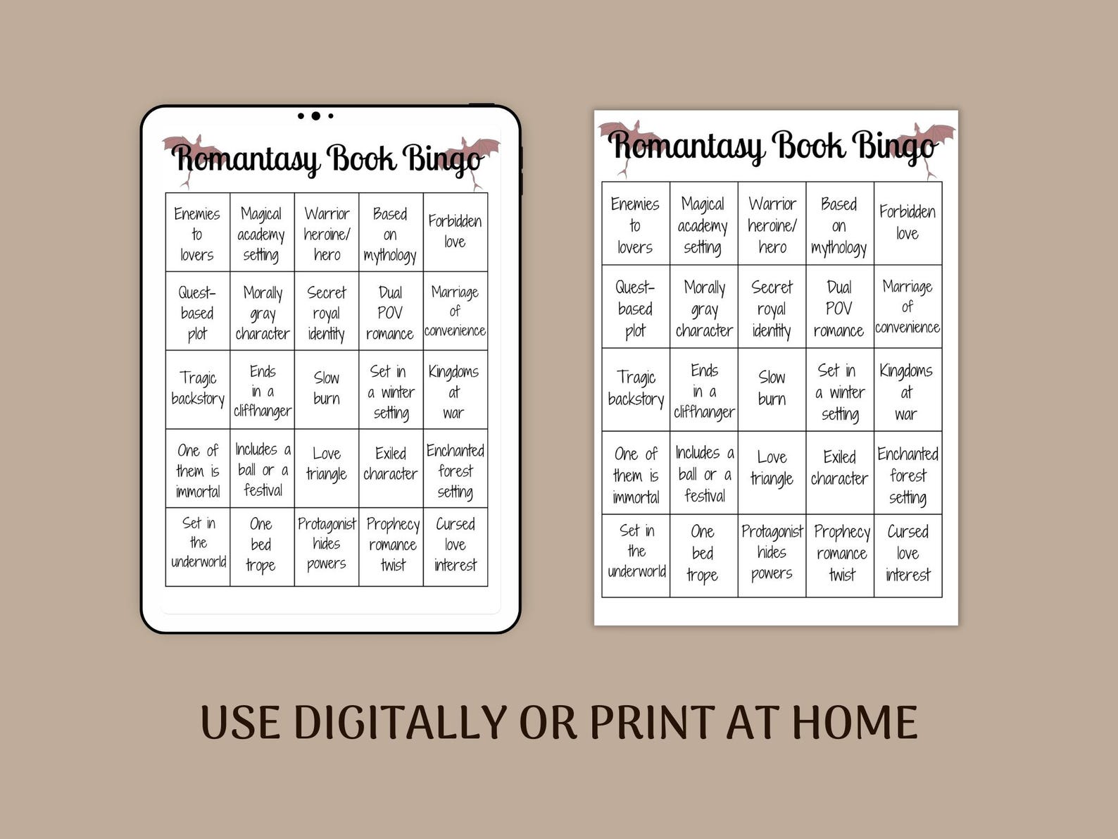 Romantasy Book Bingo Printable: Reading Challenge (PDF Download) - Etsy