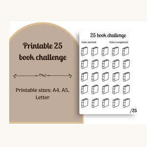 Printable 25 Book Challenge Tracker - Reading Log - Reading Tracker ...
